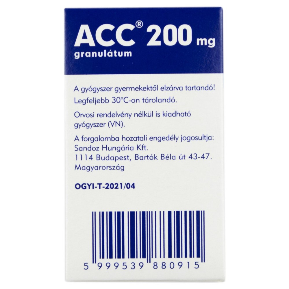 ACC 200 mg granulátum 30 db - PATIKA24 Gyógyszertár online,