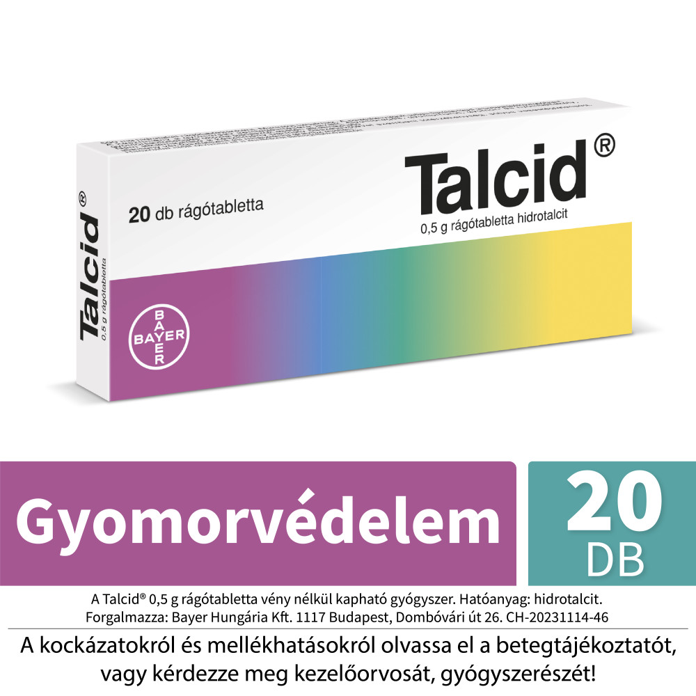 TALCID 0,5 g rágótabletta 20 db - PATIKA24 Gyógyszertár onli