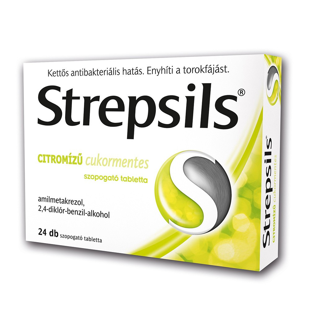 STREPSILS citromízű cukormentes szopogató tabletta 24 db - P