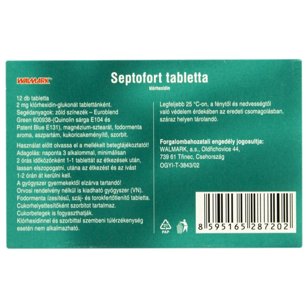 SEPTOFORT tabletta 12 db - PATIKA24 Gyógyszertár online, köz