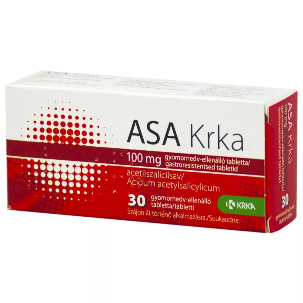 ASA KRKA 100 mg gyomornedv ellenalló tabletta 30 db - PATIKA