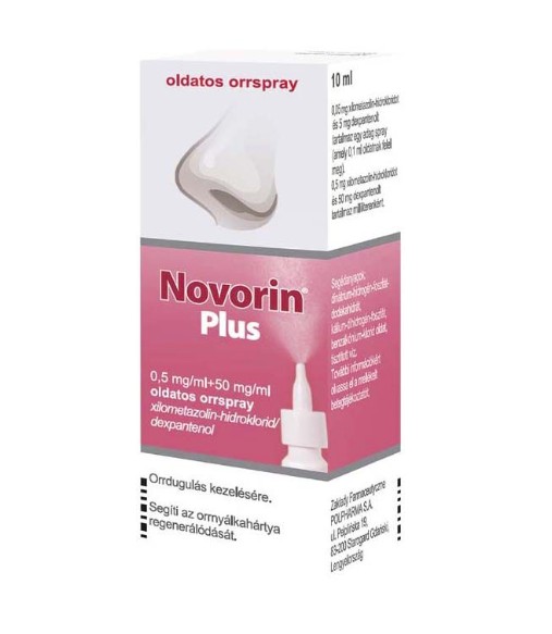 NOVORIN PLUS 0,5 mg/ml + 50 mg/ml oldatos orrspray 10 ml - P