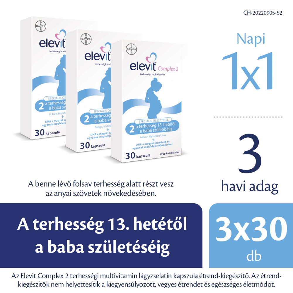 ELEVIT COMPLEX 2 lágyzselatin kapszula a terhesség 2-3. trim